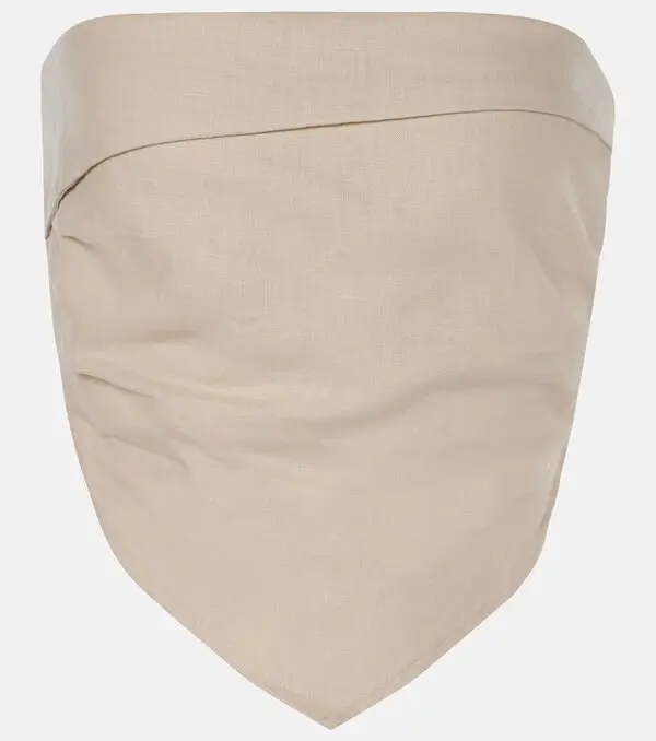 Faithfull The Brand Antibes Linen Bandeau Top - Beige