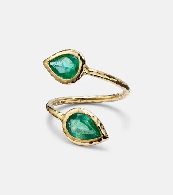 OCTAVIA ELIZABETH Moi Et Toi 18kt Ring With Emeralds - Gold