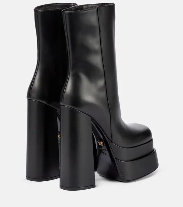 Versace Intrico Leather Platform Ankle Boots