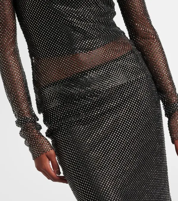 Sportmax Valdai Embellished Fishnet Crop Top