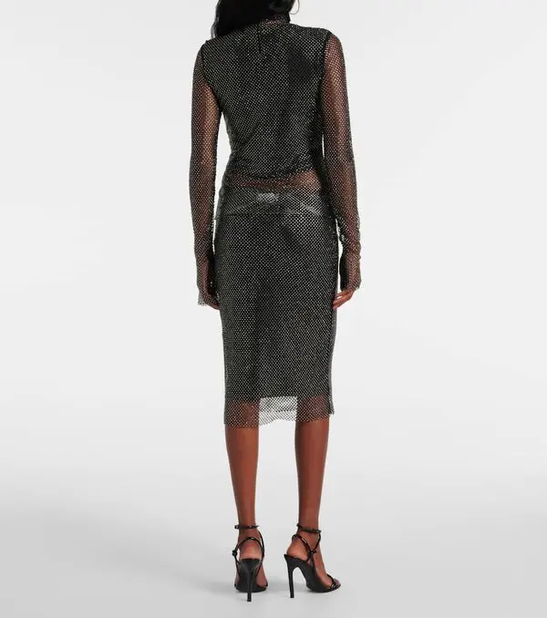 Sportmax Valdai Embellished Fishnet Crop Top