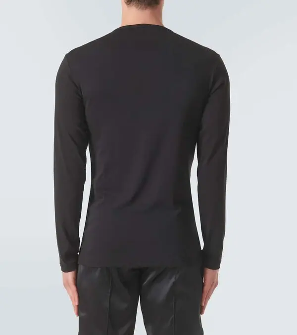 TOM FORD Cotton-blend Henley Shirt - Black