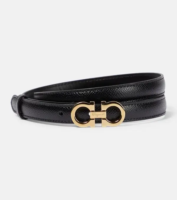 FERRAGAMO Gancini Leather Belt - Black