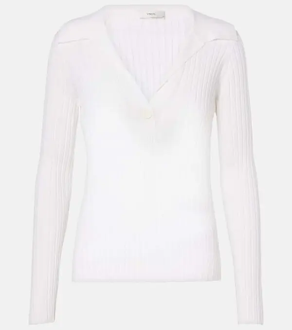 Vince Ribbed-knit Wool And Silk-blend Top - White