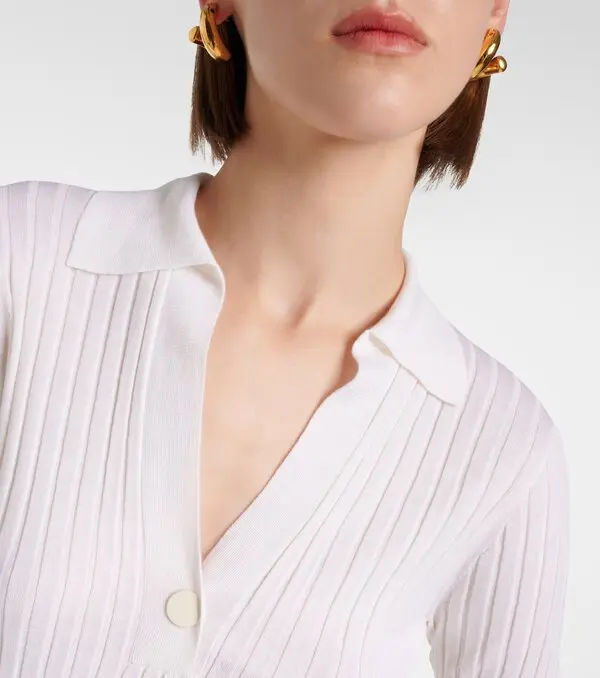 Vince Ribbed-knit Wool And Silk-blend Top - White
