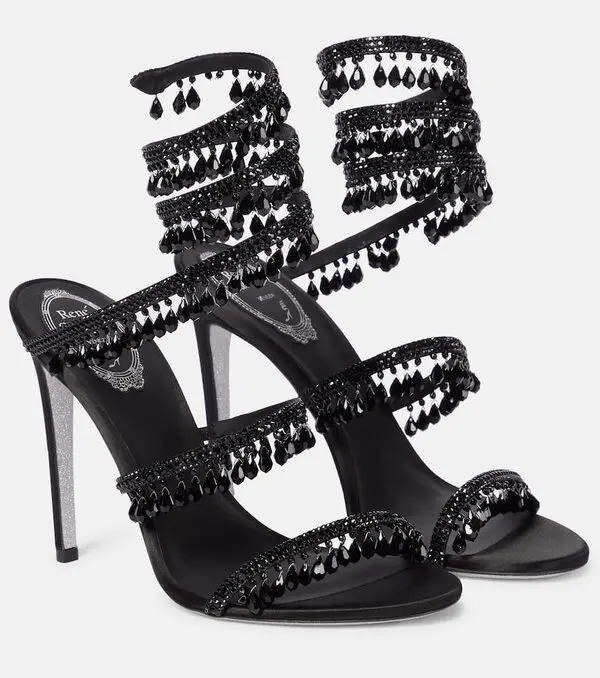 Rene Caovilla Embellished Satin Sandals