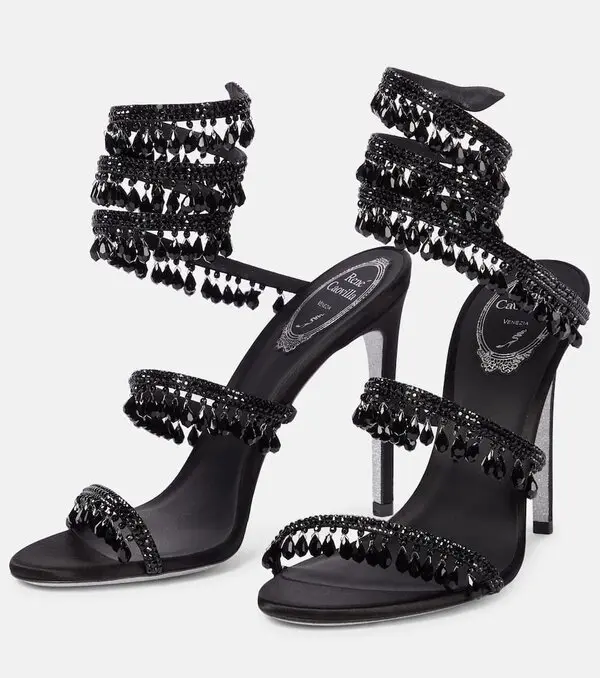 Rene Caovilla Embellished Satin Sandals