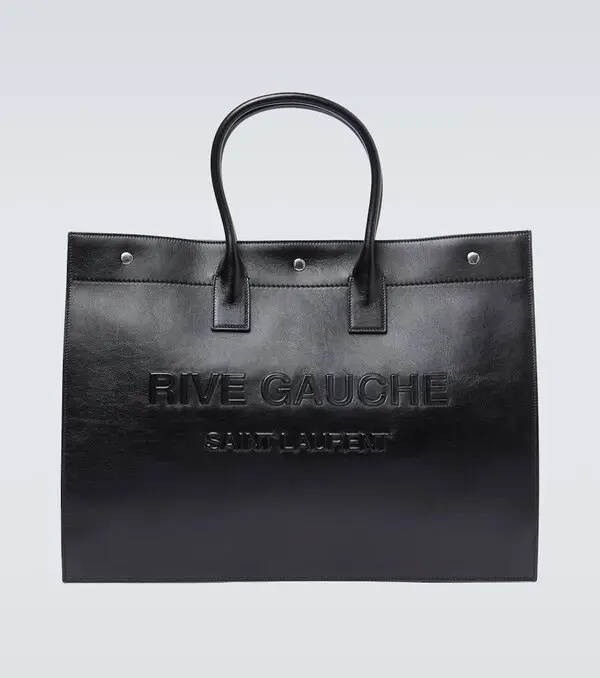 Saint Laurent Rive Gauche Leather Tote Bag - Black