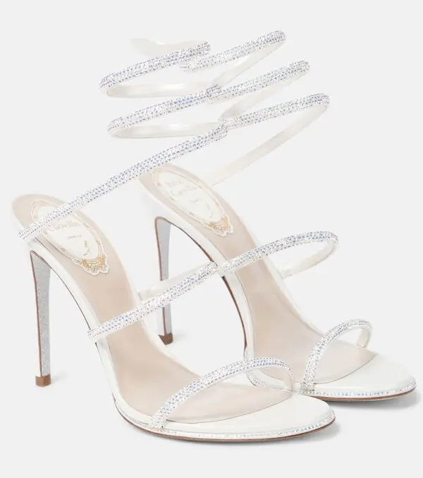Rene Caovilla Cleo Embellished Leather Sandals - White
