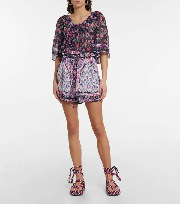 MARANT ETOILE Riolmy Printed Georgette Shorts - White