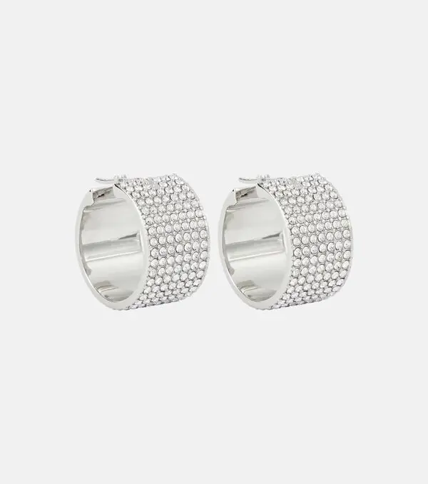 Amina Muaddi Rih Small Embellished Hoop Earrings - Silver