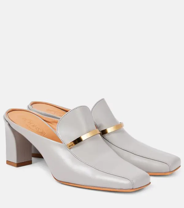 TOD'S Leather Mules - Grey