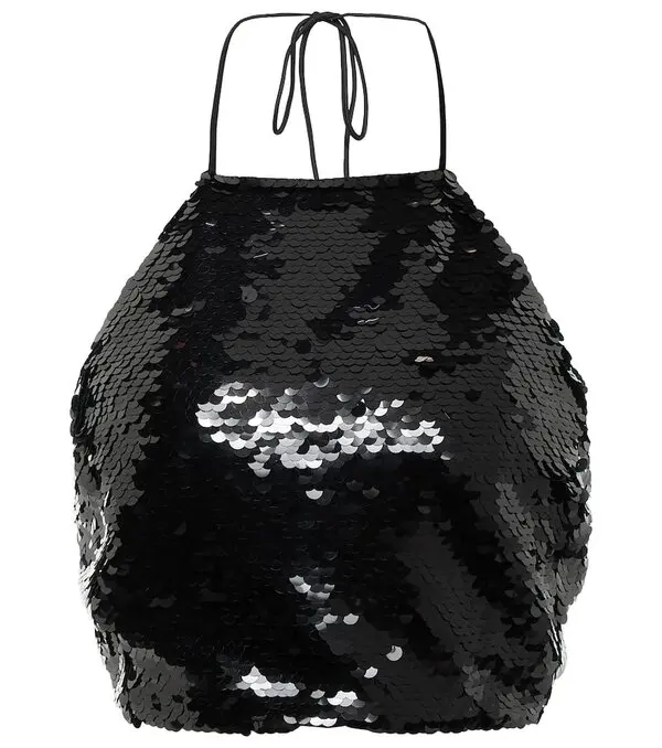 Magda Butrym Sequined Halterneck Crop Top
