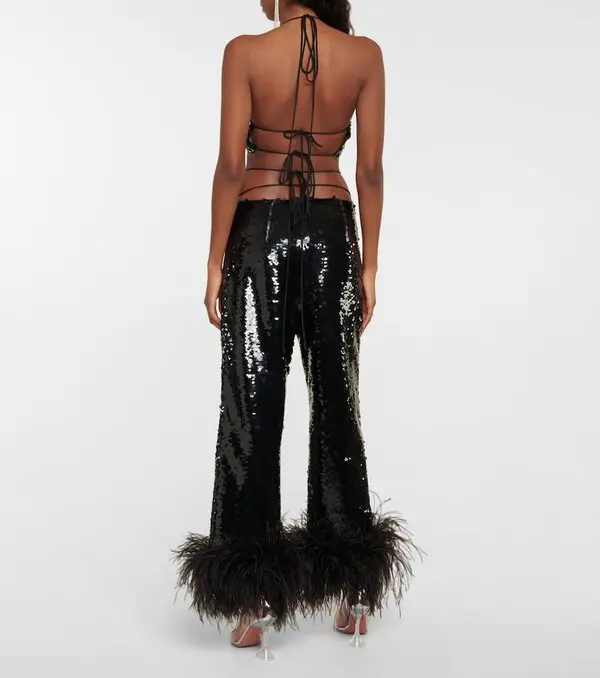 Magda Butrym Sequined Halterneck Crop Top