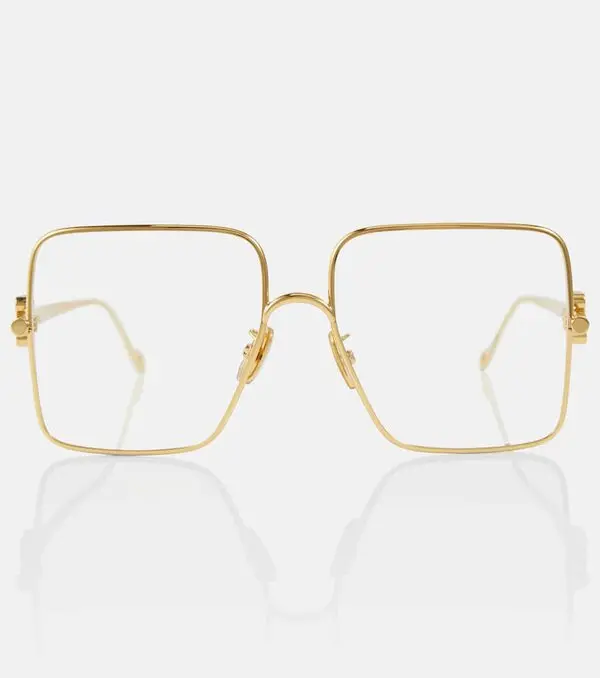 Loewe Anagram Square Frame Glasses - Gold