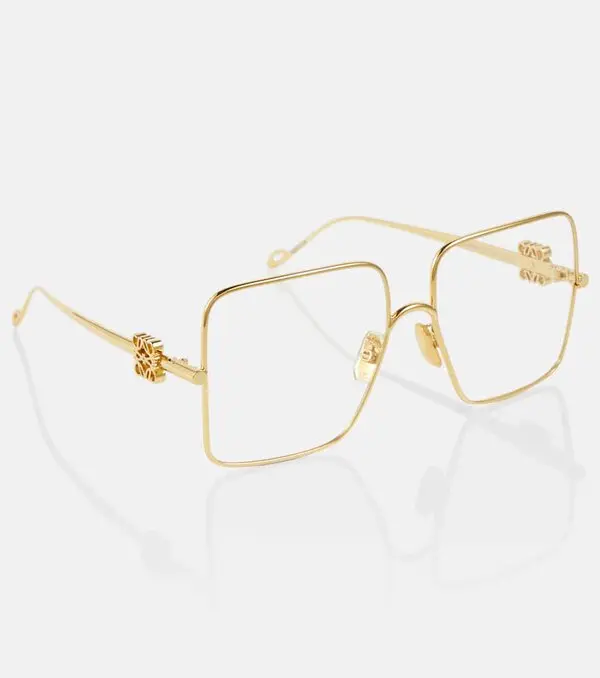 Loewe Anagram Square Frame Glasses - Gold