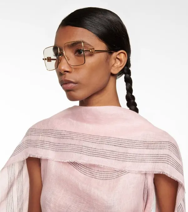 Loewe Anagram Square Frame Glasses - Gold