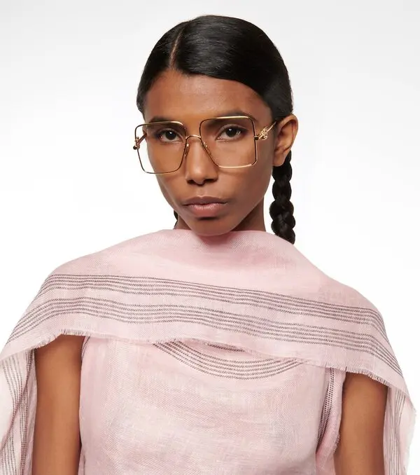 Loewe Anagram Square Frame Glasses - Gold