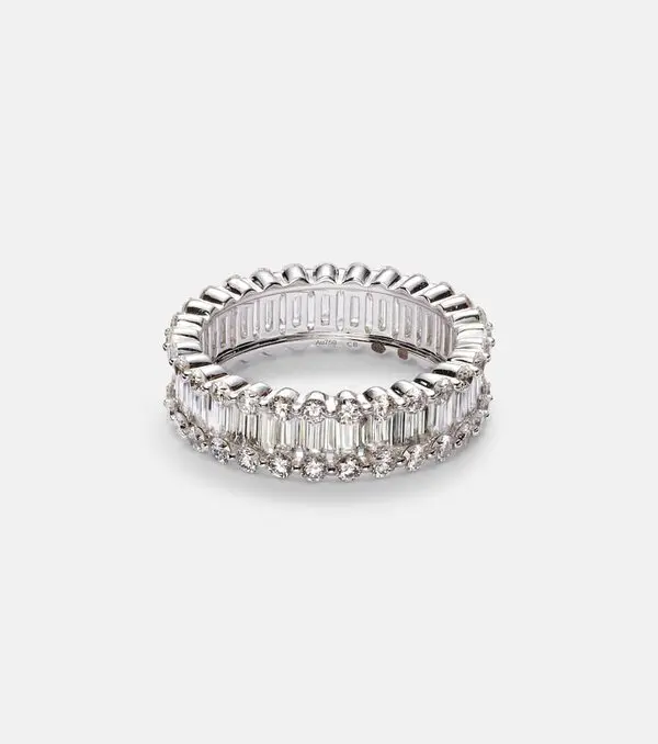 BUCHERER FINE JEWELLERY Baguette Love" 18kt White Gold And Diamond Ring - Silver