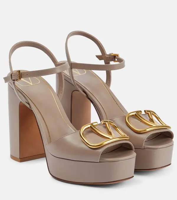Valentino Garavani Vlogo Leather Platform Sandals