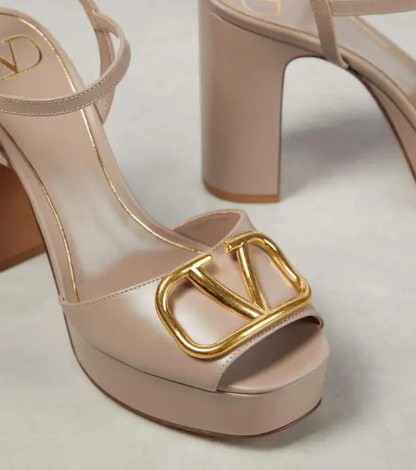 Valentino Garavani Vlogo Leather Platform Sandals