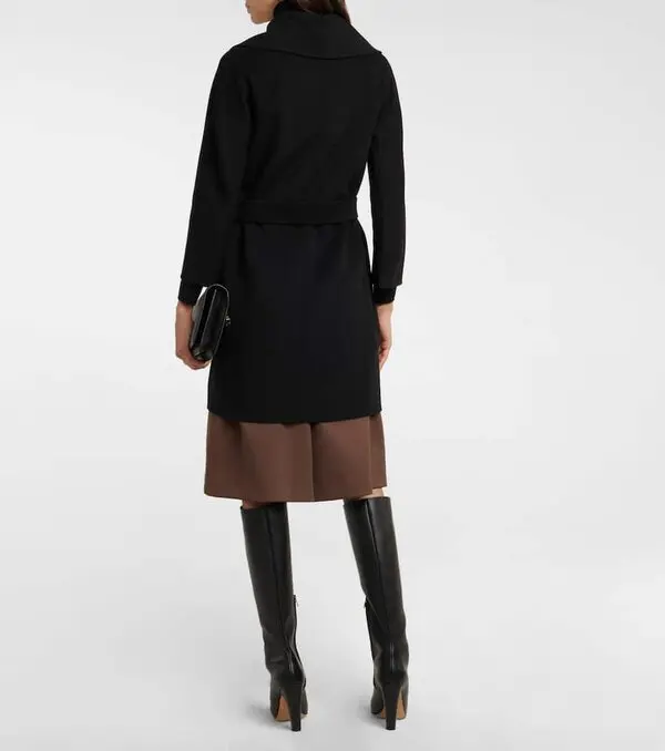 Max Mara Belted Virgin Wool Coat - Black
