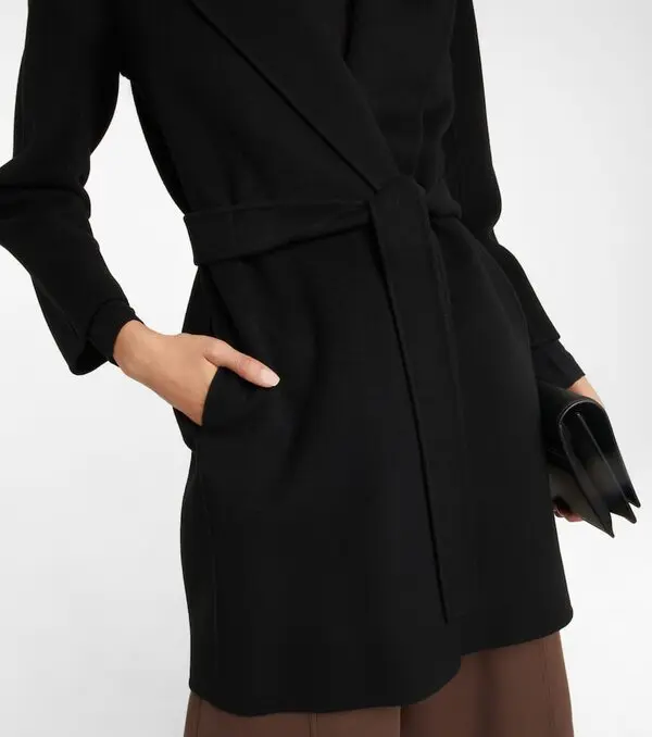 Max Mara Belted Virgin Wool Coat - Black