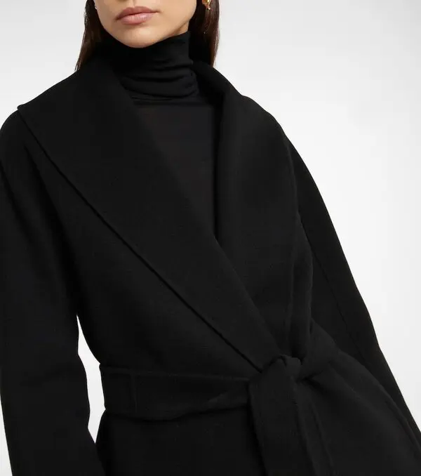 Max Mara Belted Virgin Wool Coat - Black