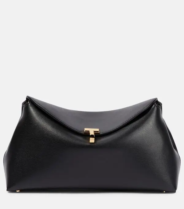 TOTEME T-lock Small Leather Clutch - Black