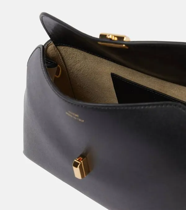 TOTEME T-lock Small Leather Clutch - Black