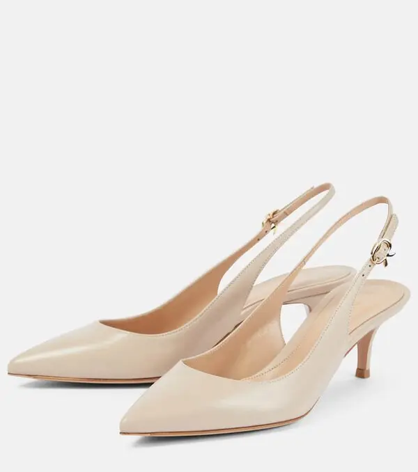 GIANVITO ROSSI Ribbon Sling Leather Slingback Pumps