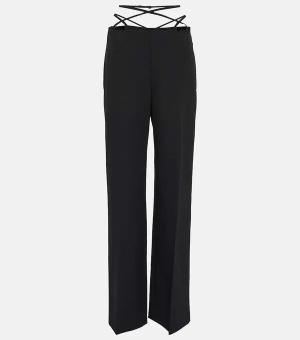 DION LEE Cutout Straight Leg Trousers - Black