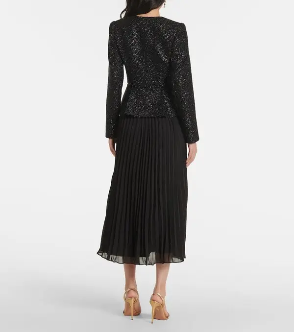SELF-PORTRAIT Boucle Chiffon Midi Dress