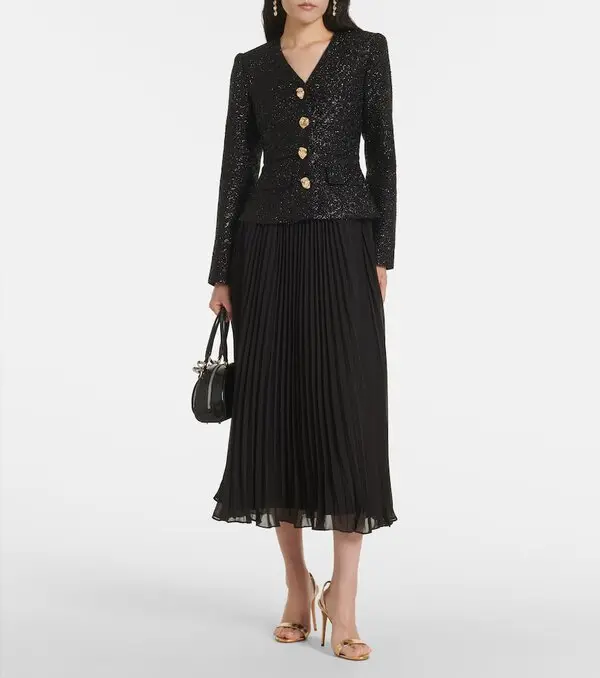 SELF-PORTRAIT Boucle Chiffon Midi Dress