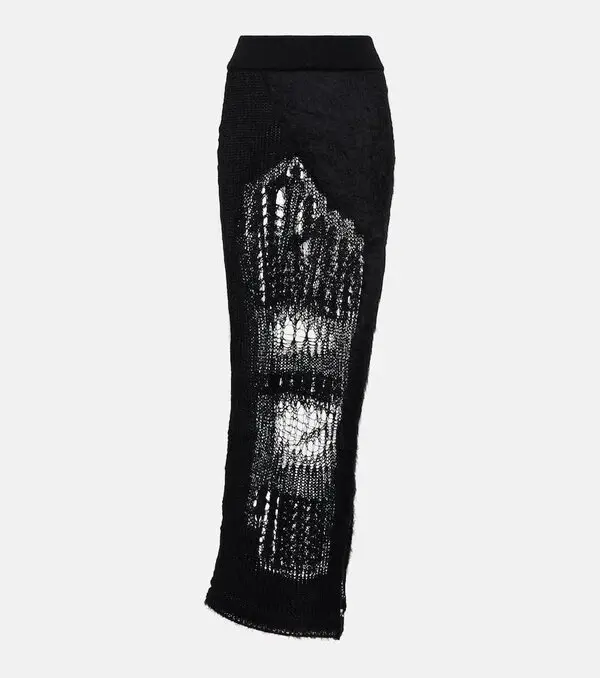 Rick Owens Distressed Mohair-blend Maxi Skirt