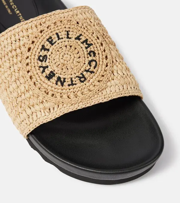 Stella McCartney Elyse Logo Raffia Slides