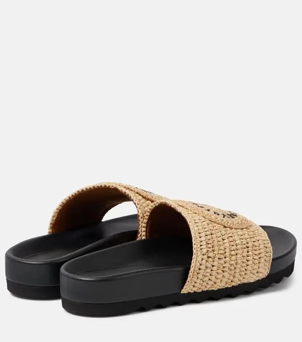 Stella McCartney Elyse Logo Raffia Slides