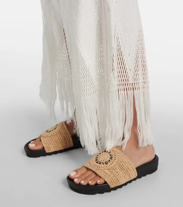 Stella McCartney Elyse Logo Raffia Slides