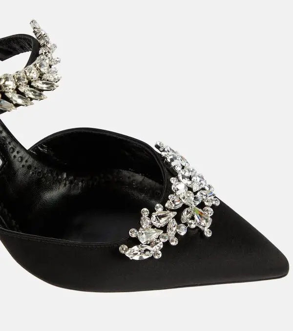 Manolo Blahnik Embellished Satin Mules