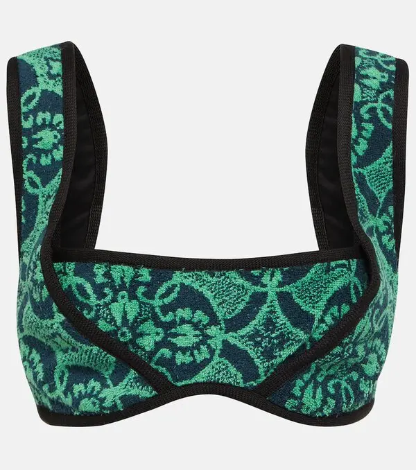 MARINE SERRE Printed Terry Bralette - Green