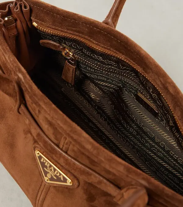 Prada Bonnie Medium Suede Shoulder Bag - Brown