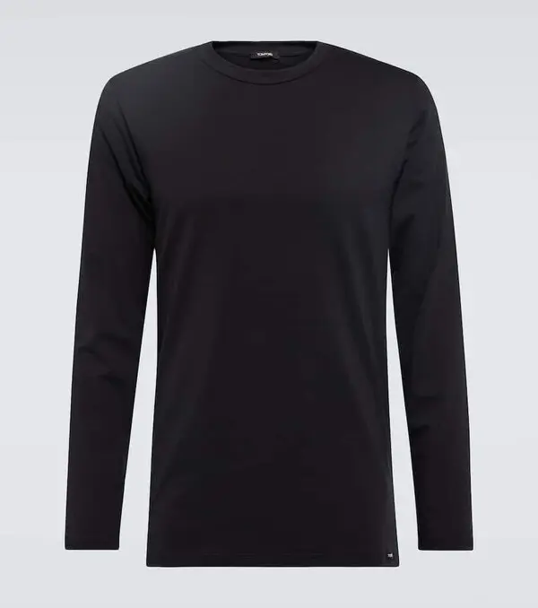 TOM FORD Long-sleeve Cotton-blend T-shirt - Black