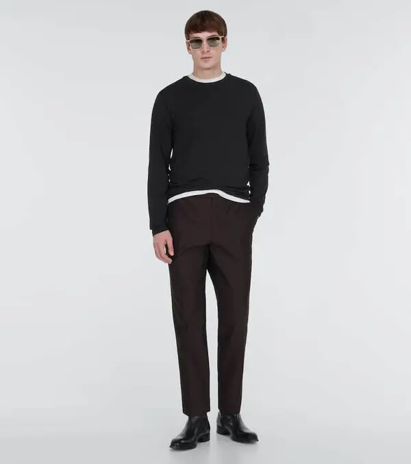 TOM FORD Long-sleeve Cotton-blend T-shirt - Black