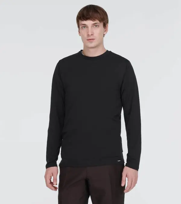 TOM FORD Long-sleeve Cotton-blend T-shirt - Black