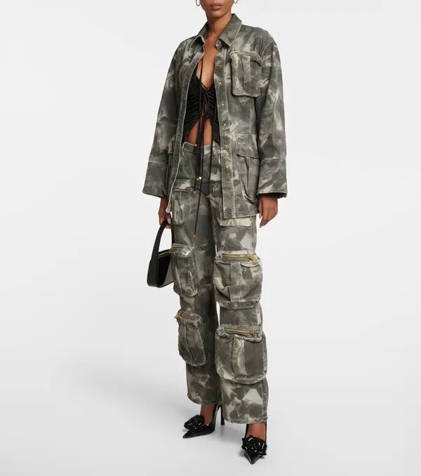 Blumarine Belted Printed Denim Jacket