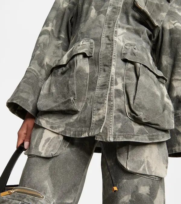 Blumarine Belted Printed Denim Jacket