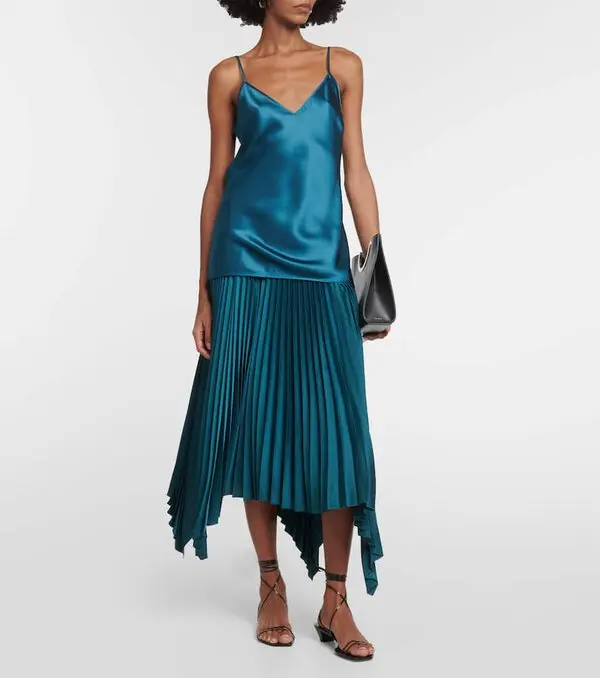 JOSEPH Ade Asymmetric Crepe Midi Skirt - Blue