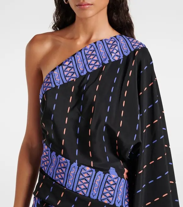 Johanna Ortiz Printed One-shoulder Mini Dress