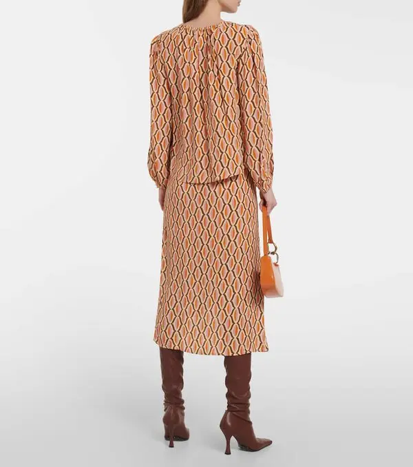 Velvet By Graham & Spencer Laura Printed Crepe Blouse