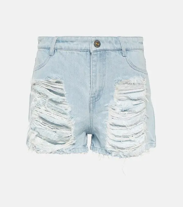 DION LEE Distressed Denim High-rise Shorts - Blue